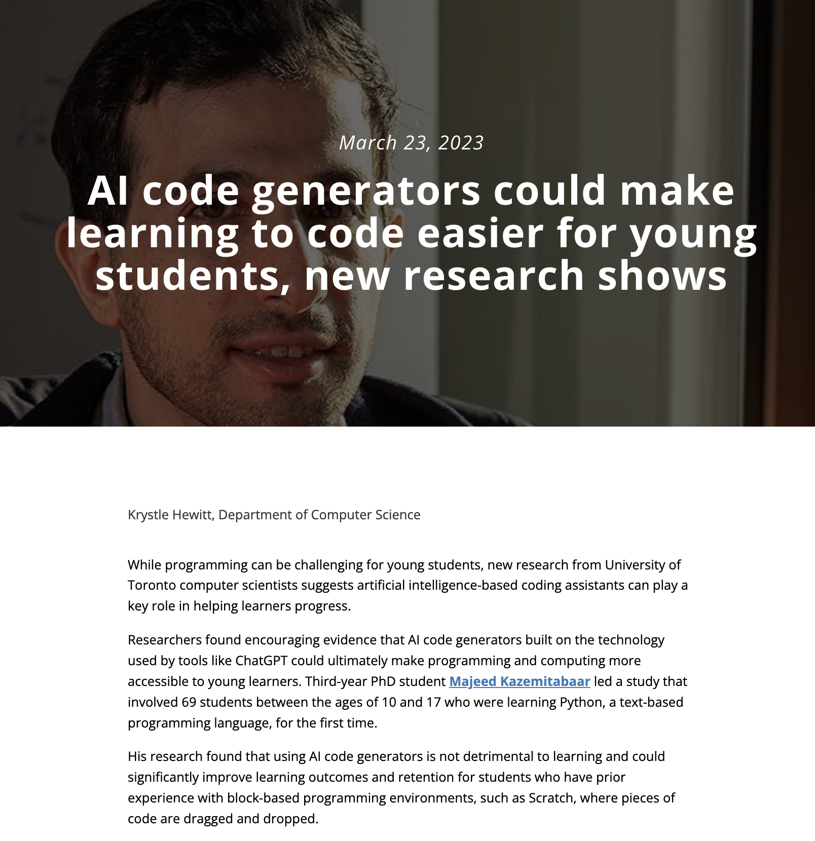 Majeed Kazmitabaar's Research Portfolio